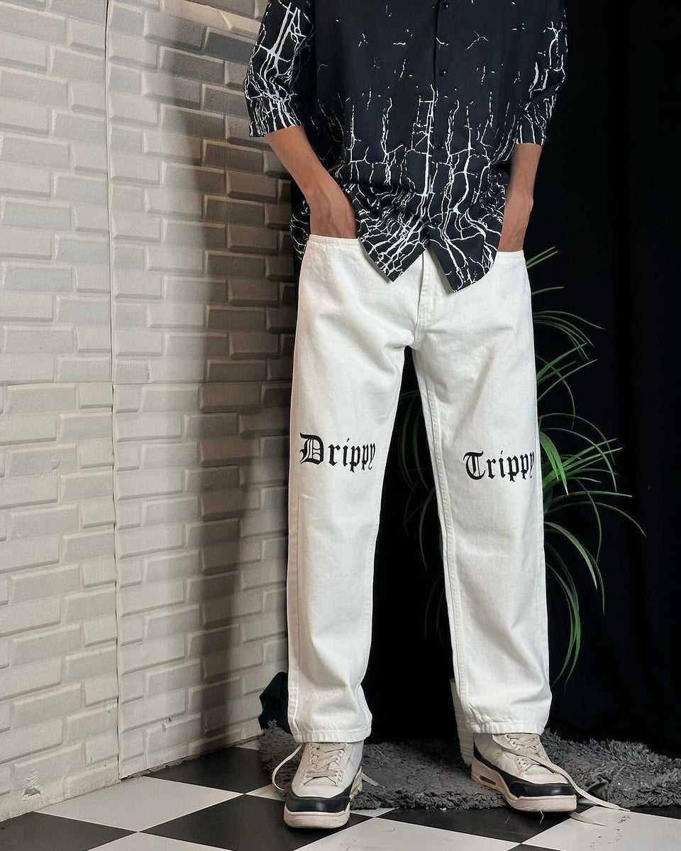 Drippy Trippy White Jeans – YDWC Streetwear Clothing
